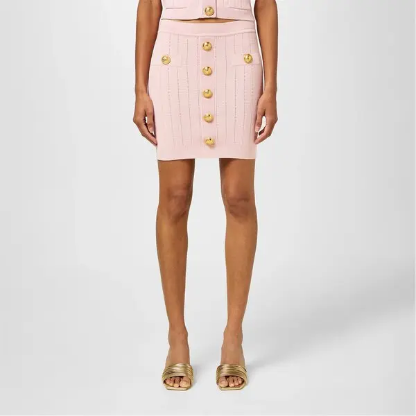 Balmain Knit Button-down Mini Skirt - Pink