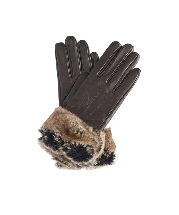 Barbour Fur Trimmed Leather Gloves