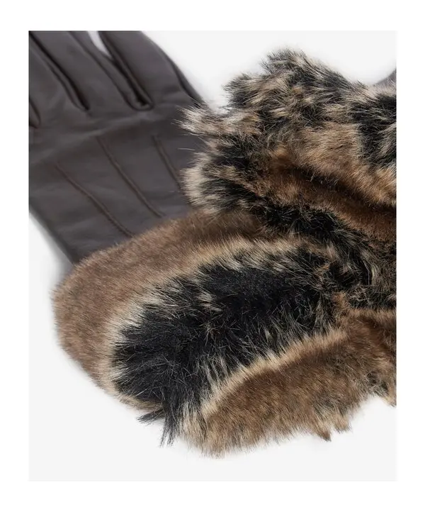 Barbour Fur Trimmed Leather Gloves