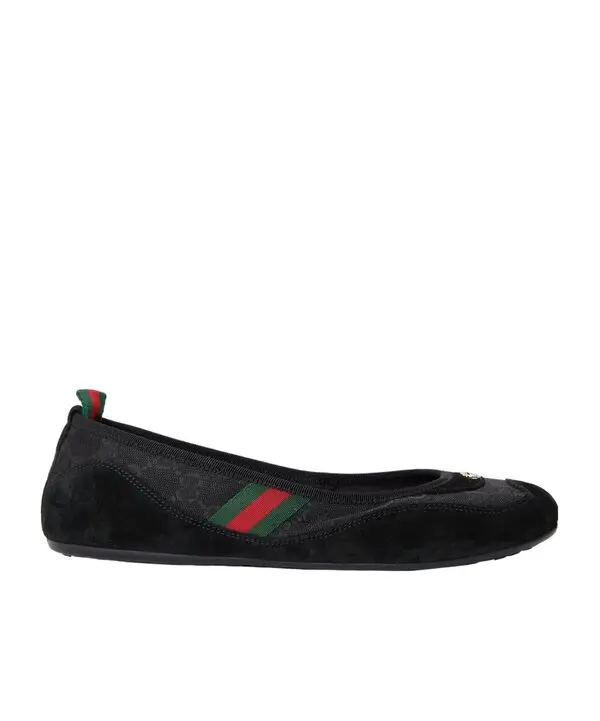 AQUAZZURA Ballet Flats With Web Stripe Detail