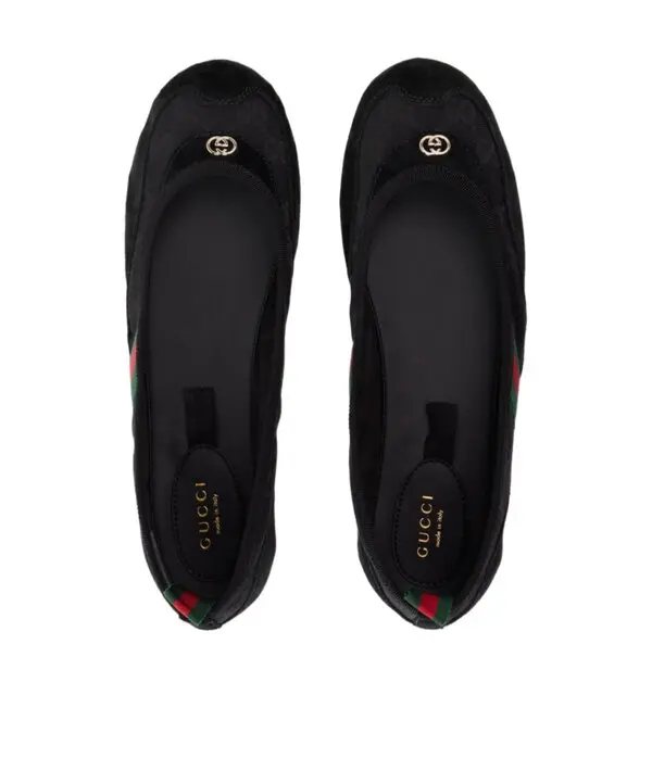 AQUAZZURA Ballet Flats With Web Stripe Detail