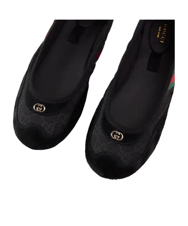 AQUAZZURA Ballet Flats With Web Stripe Detail