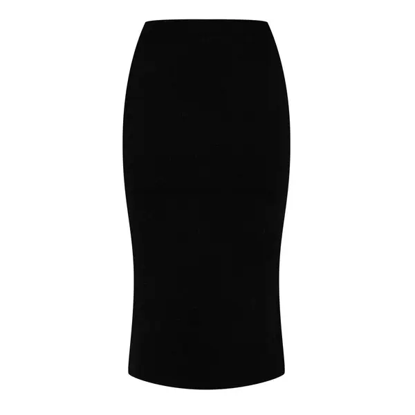 Alessandra Rich Knit Midi Skirt With Gold Button Embellishments