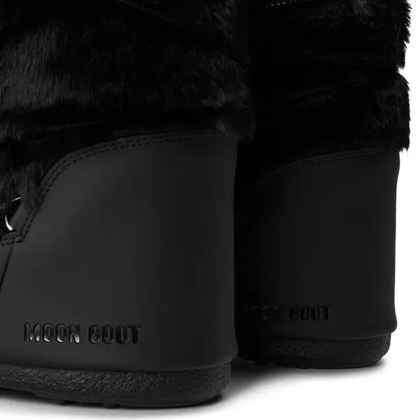Moon Boot Icon Faux Fur Lace-up Boots - Black
