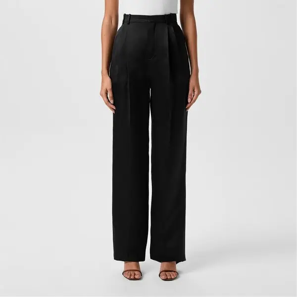 Saint Laurent Wide Leg Pleated Trousers