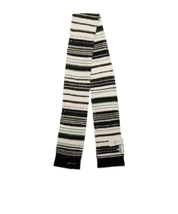 GANNI Striped Medium-thickness Scarf