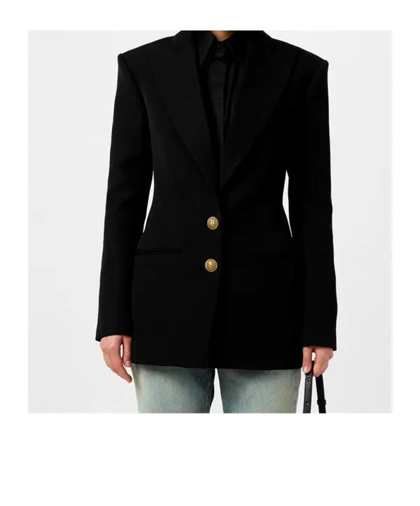 Balmain Single Breasted Blazer With Gold Buttons