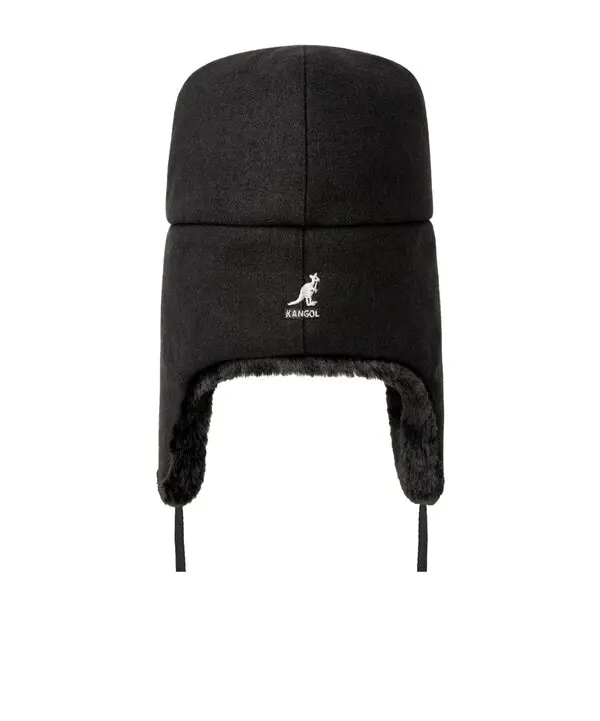 KANGOL Wool Ushanka Trapper Hat - Black
