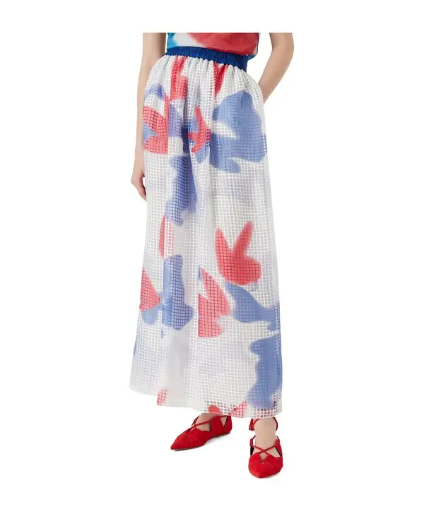 Emporio Armani Printed Midi Skirt - White