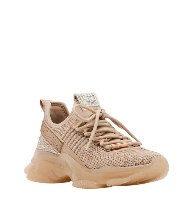 Steve Madden Maxilla Low-top Runners With Metallic Detailing - Nude