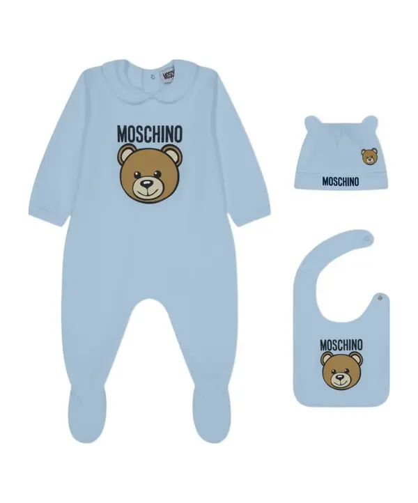 Moschino Three-piece Baby Set With Bear Motif