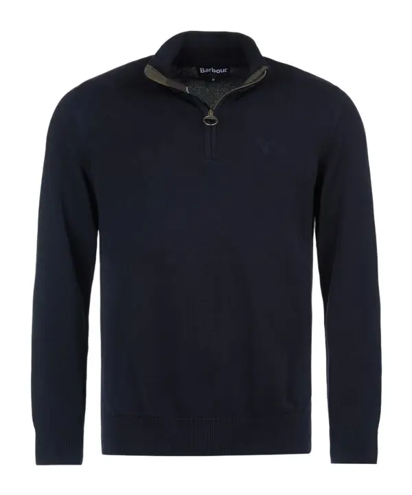 Barbour Half-zip Jumper With Checked Lining - Navy