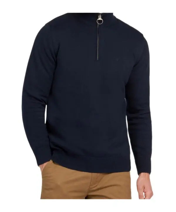Barbour Half-zip Jumper With Checked Lining - Navy