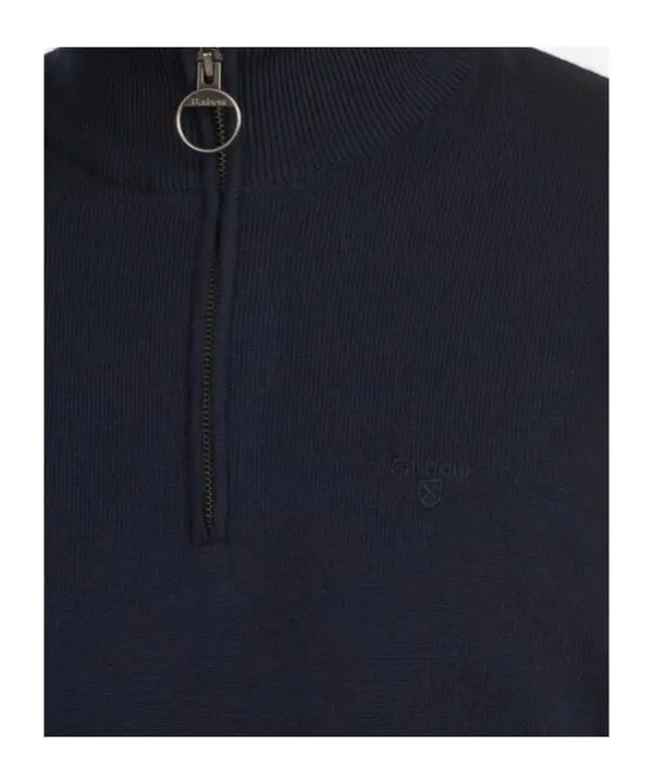 Barbour Half-zip Jumper With Checked Lining - Navy