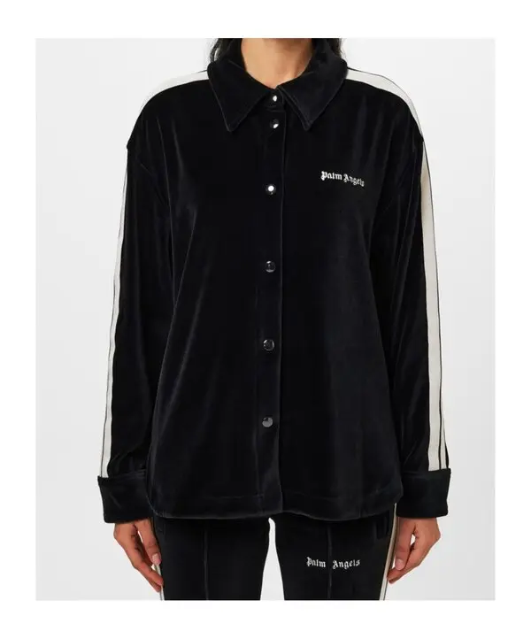 Palm Angels Long Sleeve Jacket With Logo And Side Stripes