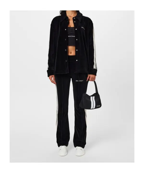Palm Angels Long Sleeve Jacket With Logo And Side Stripes