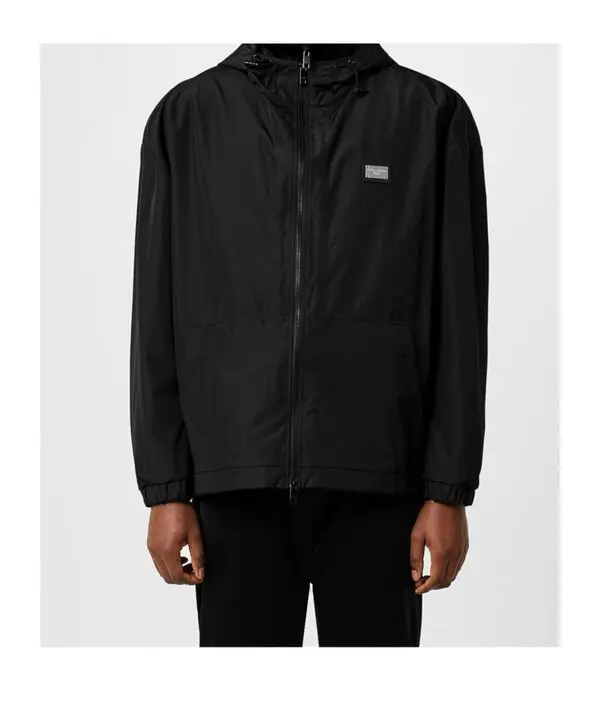 Dolce & Gabbana Zip-up Hooded Windbreaker Jacket With Logo Plaque
