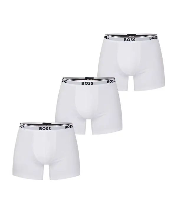 Hugo Boss Boss Bodywear 3 Pack Boxer Briefs With Logo Detail - White