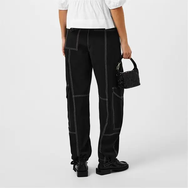 GANNI Bamboo Casual Pants With Contrast Stitching
