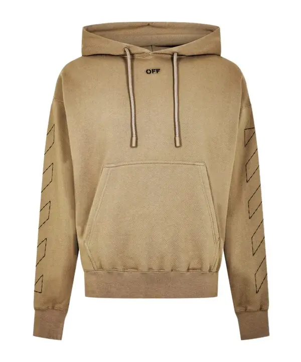 Off-White Long Sleeve Hoodie With Printed Design
