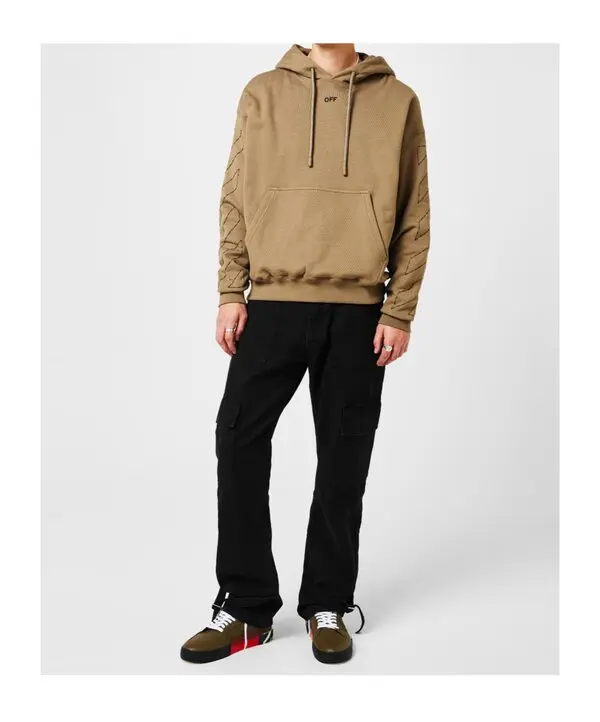Off-White Long Sleeve Hoodie With Printed Design