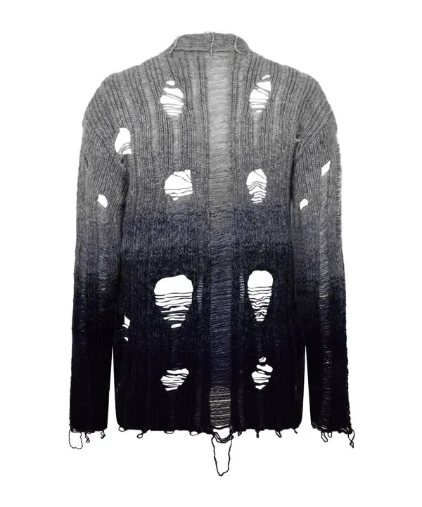 Off-White Gradient Mohair Cardigan With Embellished Details