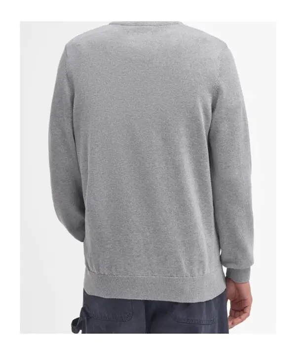 Barbour Half-zip Jumper With Check Detail - Grey Marl
