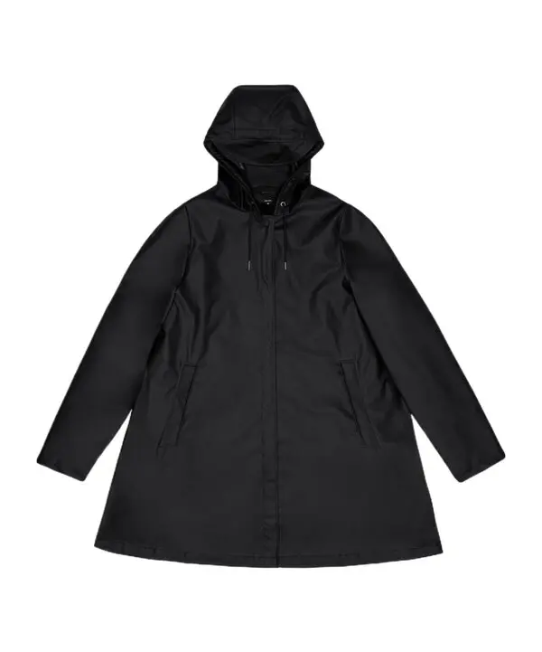 Rains A-line Raincoat With Drawstring Hood - Black