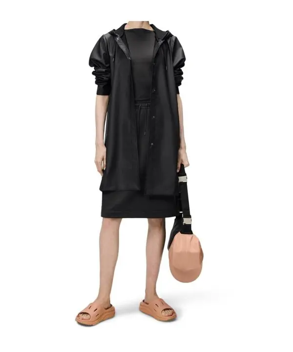 Rains A-line Raincoat With Drawstring Hood - Black