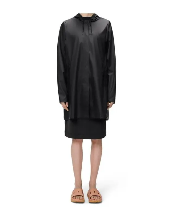 Rains A-line Raincoat With Drawstring Hood - Black