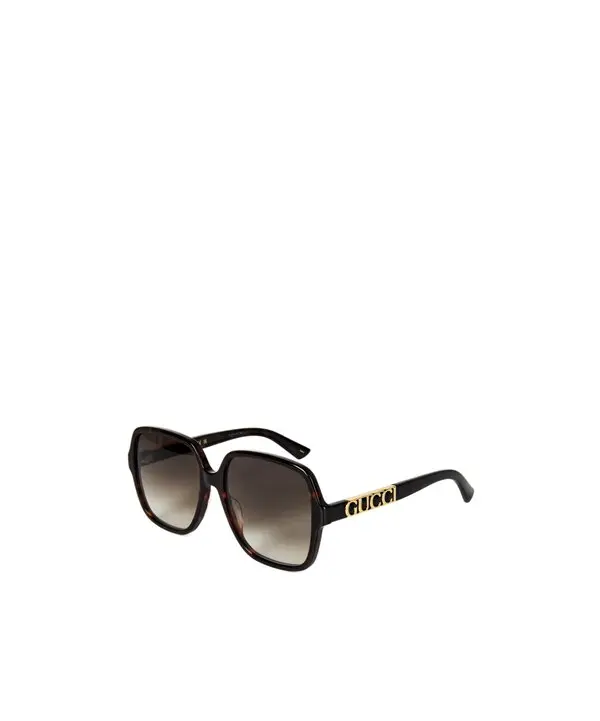 Gucci Oversized Rectangle Sunglasses With Logo Detail - Black