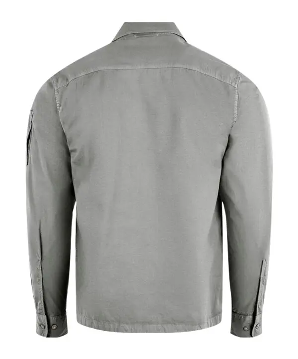 C.P. COMPANY Gabardine Lens Cotton Long Sleeve Overshirt - Gray