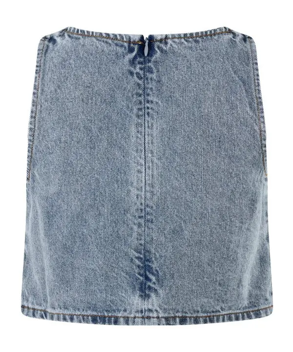 SELF-PORTRAIT Rhinestone Embellished Denim Top