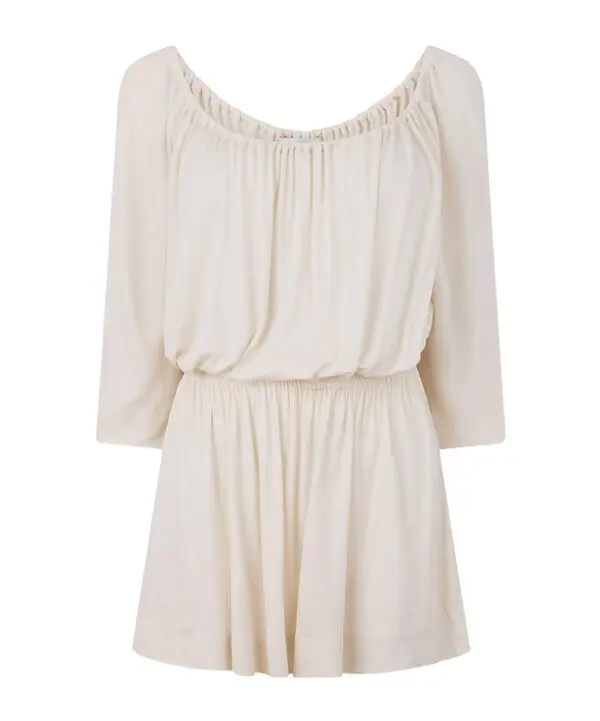 Saint Laurent Gathered Dress - White