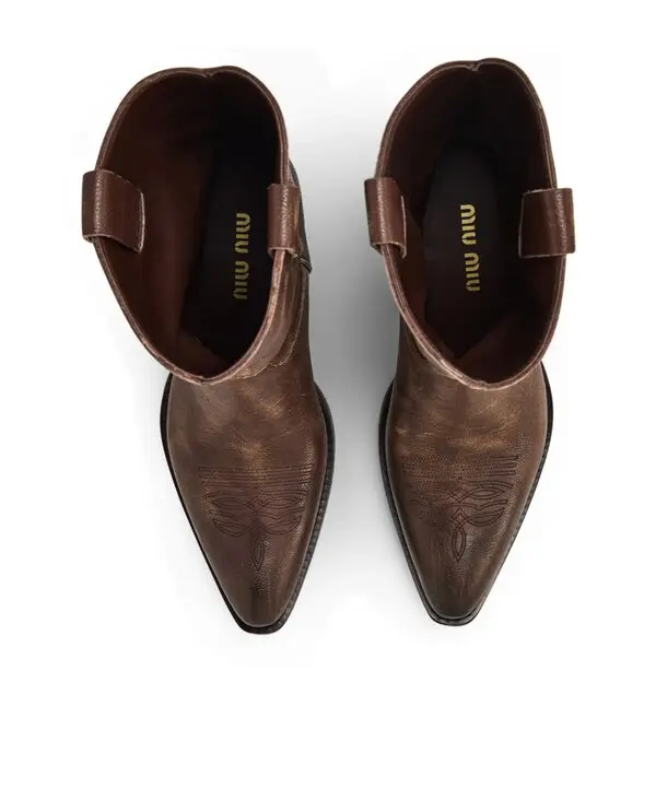 Miu Miu Logo Denim Ankle Boots