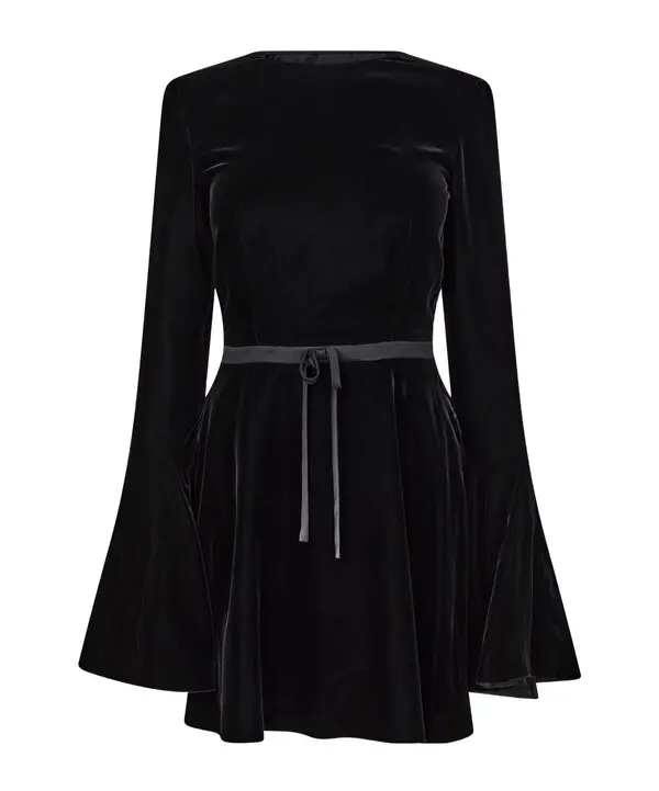 Saint Laurent Velvet Mini Dress With Open Back - Black