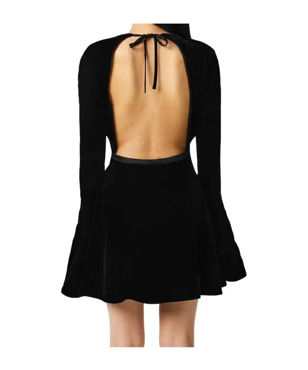 Saint Laurent Velvet Mini Dress With Open Back