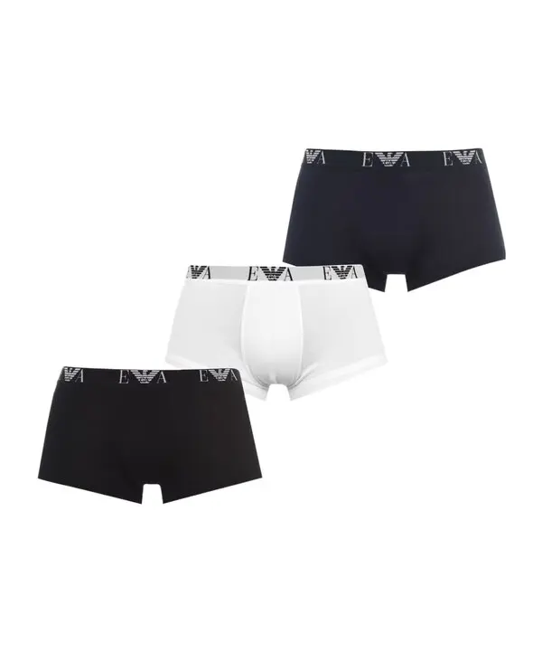 Emporio Armani 3 Pack Monogram Logo Trunks