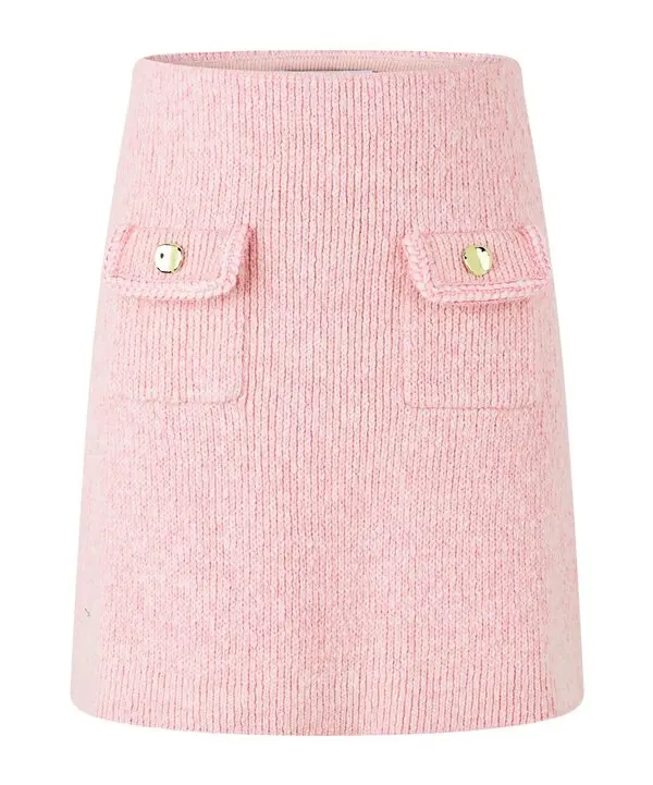 SELF-PORTRAIT High-waist Knit Mini Skirt - Pink
