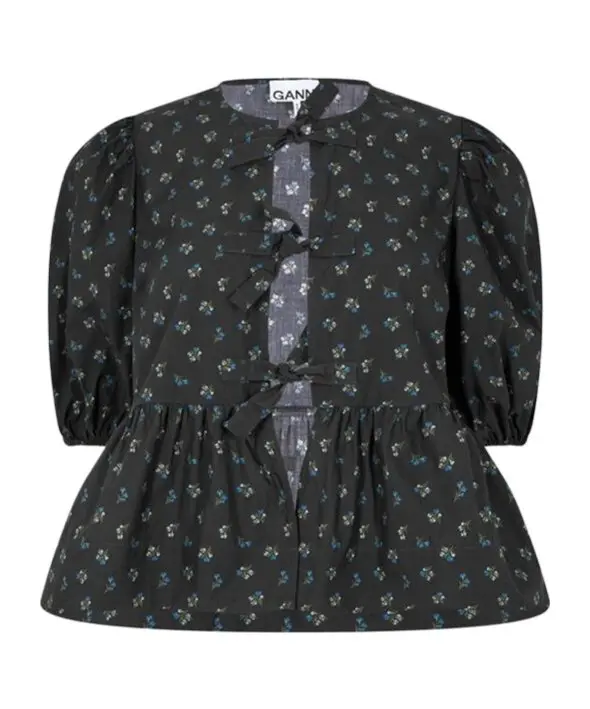 GANNI Short Sleeve Graphic Print Shirt