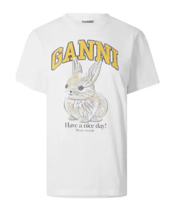 GANNI Bunny Graphic T-shirt - White