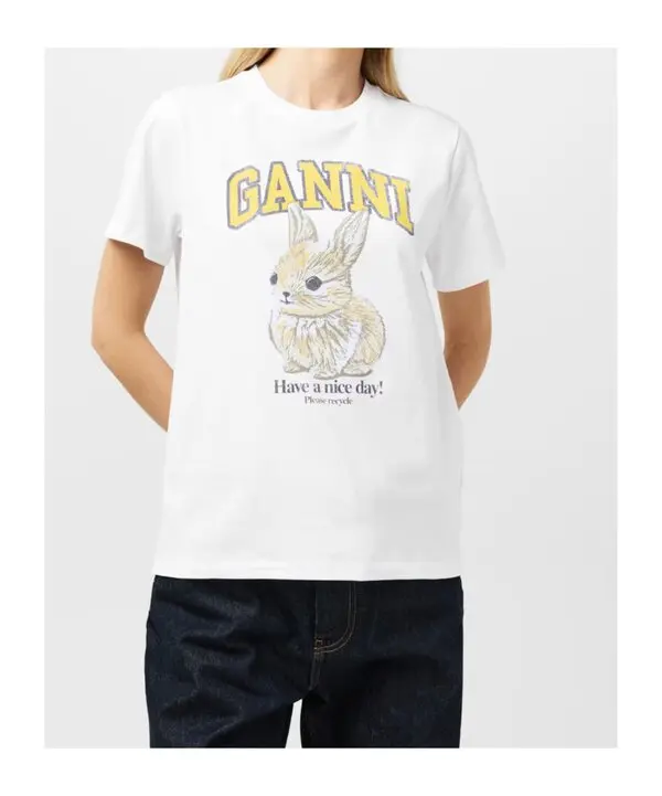 GANNI Bunny Graphic T-shirt - White