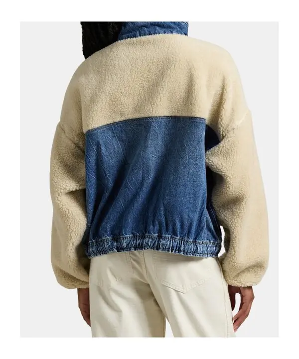 Polo Ralph Lauren Fleece And Denim Funnel Neck Sweater