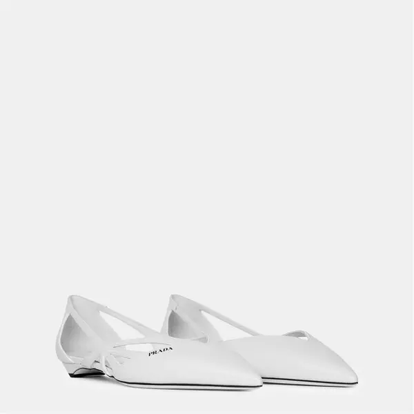 Prada Openwork Ballet Flats - White