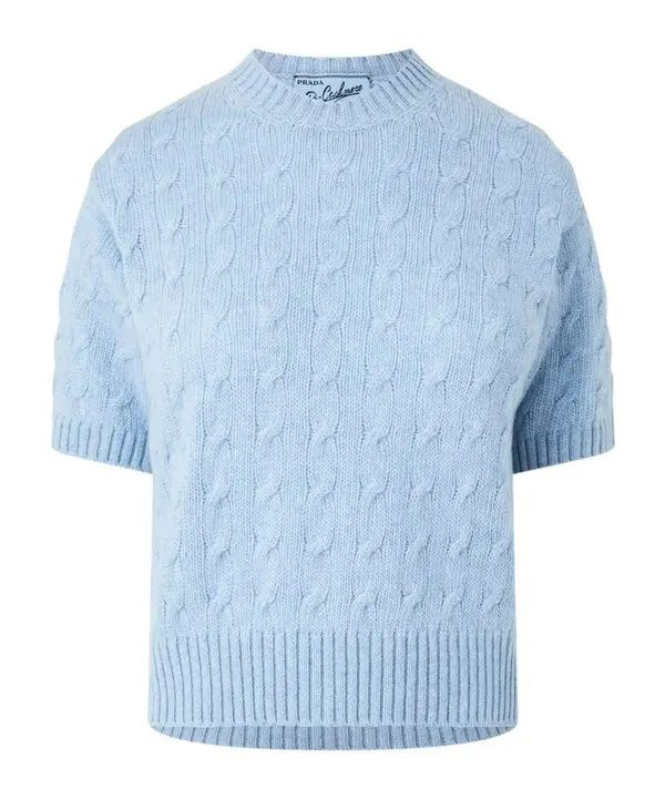 Prada Cable Knit Short Sleeve Pullover