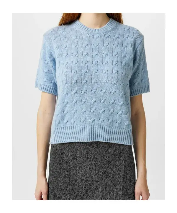 Prada Cable Knit Short Sleeve Pullover