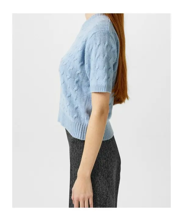 Prada Cable Knit Short Sleeve Pullover