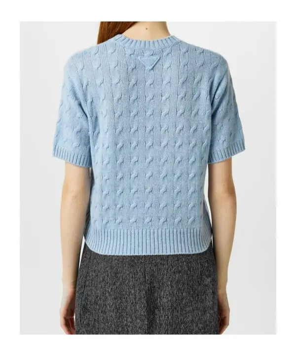 Prada Cable Knit Short Sleeve Pullover