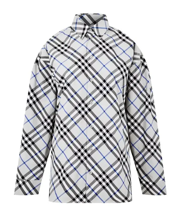 Burberry Plaid Long-sleeve Shirt - White