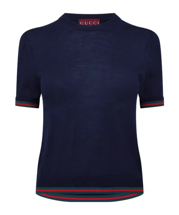 Gucci Crew Neck Knitted Jumper With Striped Trim